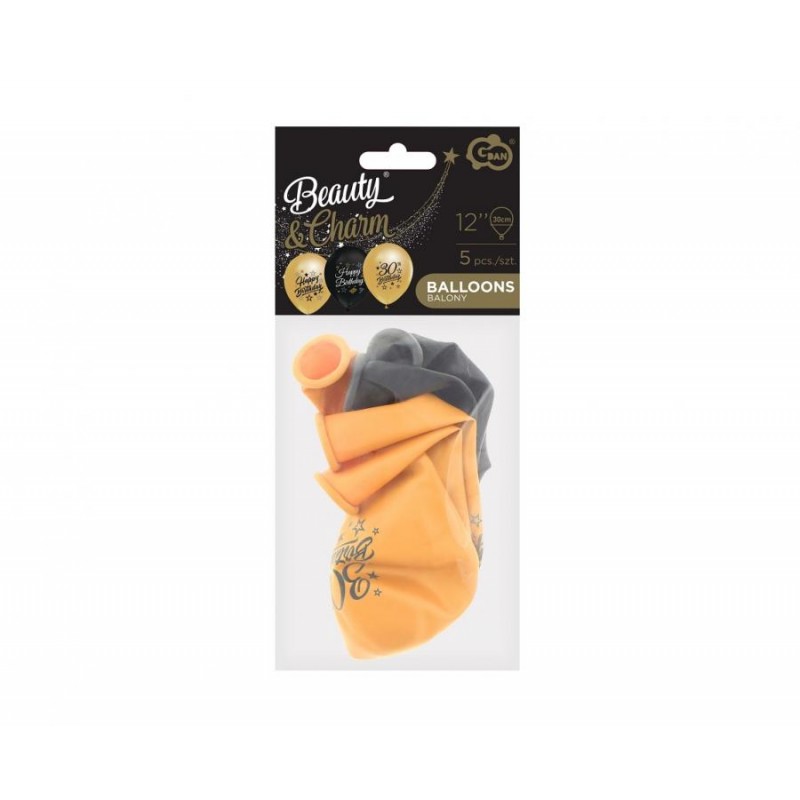 Køb 30-års balloner guld/sort, 12"/ 30 cm - 5 st... | Number:677